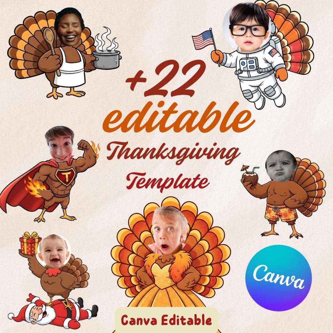 23 Thanksgiving Turkey Templates | Add Your Photo Turkey Face Frames ...