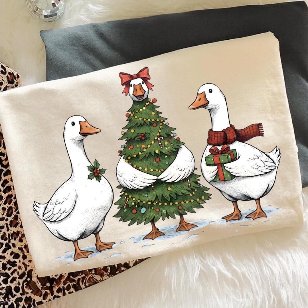 Christmas Geese PNG, Cute Goose Tree , Funny Holiday Shirt, Vintage ...