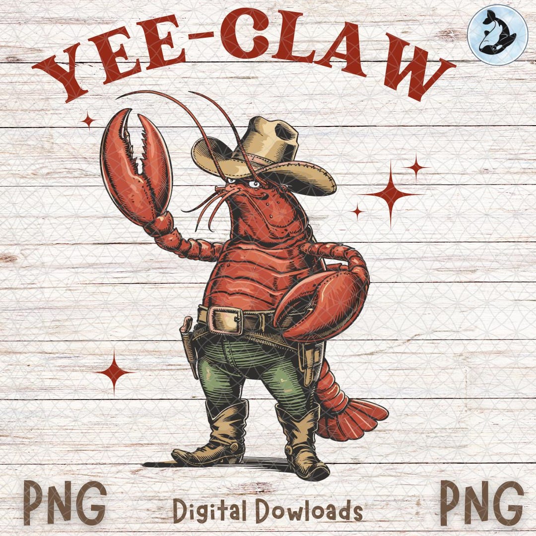 Yee-claw PNG, Crawfish Cowboy Lobster , Funny Western Sea Animal Design ...
