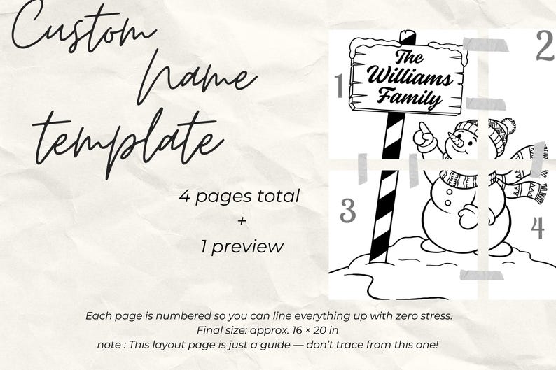 Personalized Christmas Window Art Template, Custom Family Name , Chalk ...