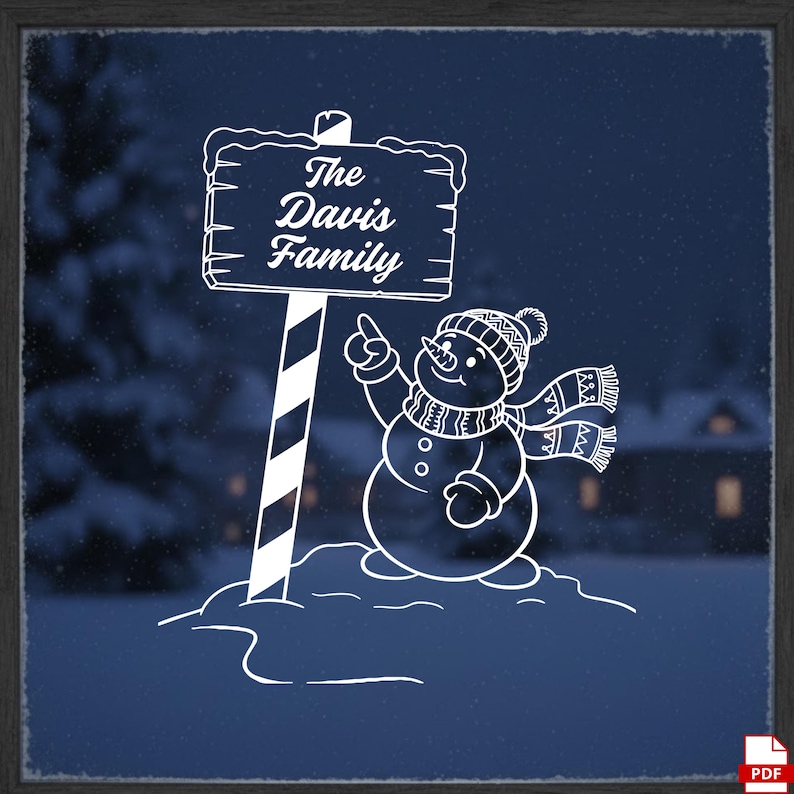 Personalized Christmas Window Art Template, Custom Family Name , Chalk ...