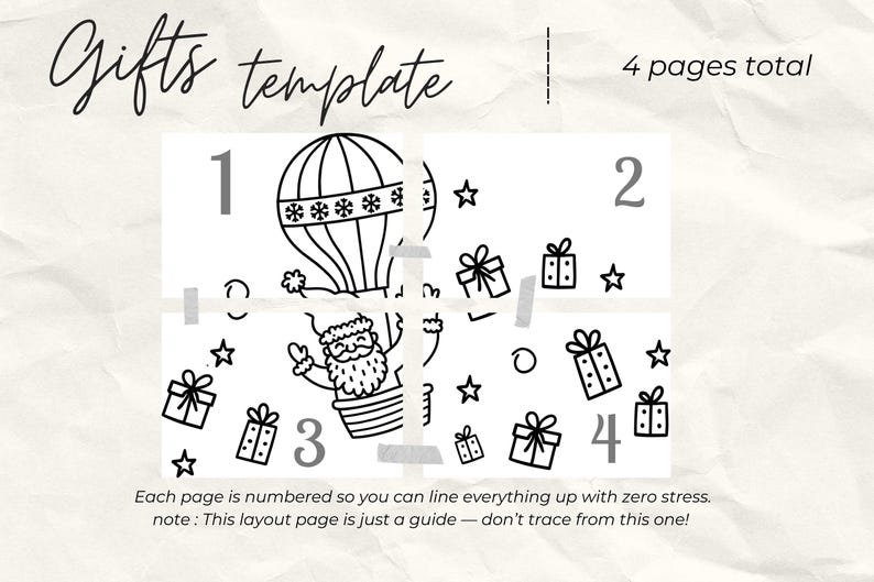 Santa Balloon Window Tracing Template – Winter Village Snowman Chalk ...