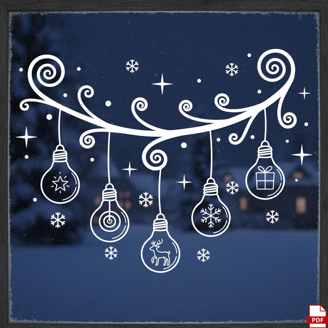 Christmas Window Art Template | Cozy Winter Swag | Simple Chalk Marker ...