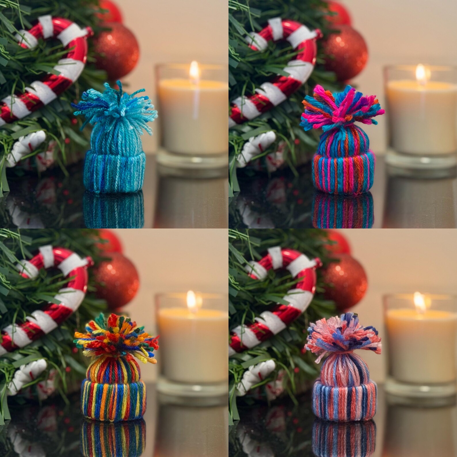Handmade Mini Bobble Hats Christmas Table Decoration Chocolate Orange ...
