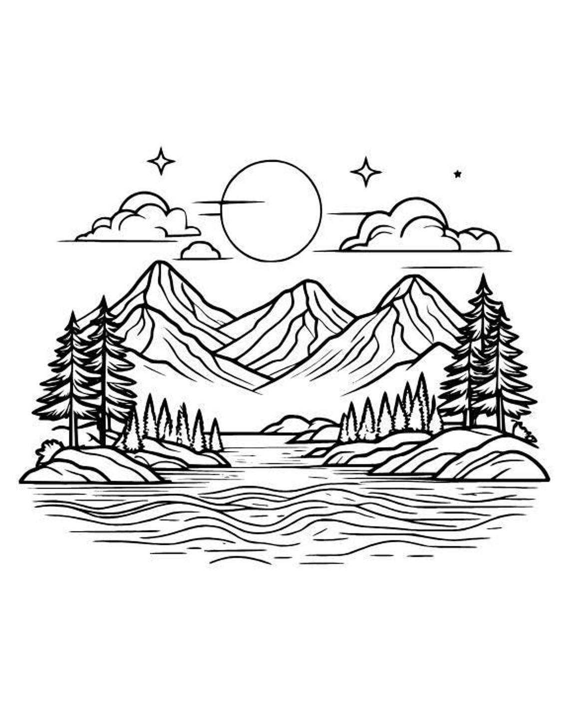 Color Pages, Digital Downloads, Scenic, Forrest, Coloring Books. - Etsy