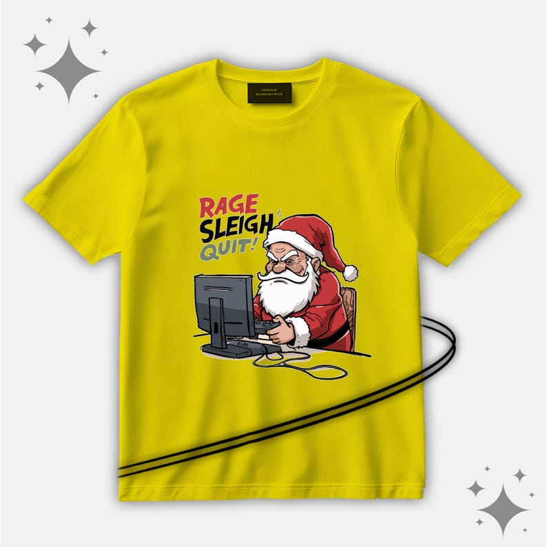 Rage Sleigh Quit PNG, Gamer Santa Christmas Shirt, Funny Holiday Gaming ...