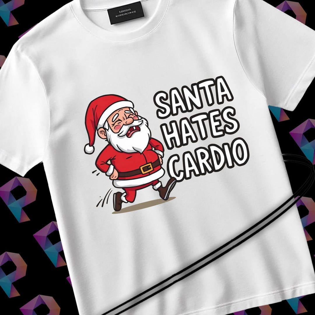 Santa Hates Cardio PNG, Funny Christmas Shirt Design (digital Download ...