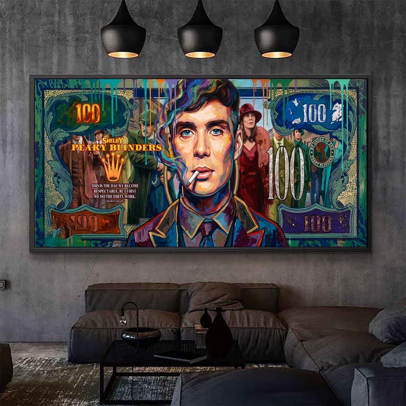 Thomas Shelby Peaky Blinders Dollar Bill Art, Gangster Pop Art Canvas ...