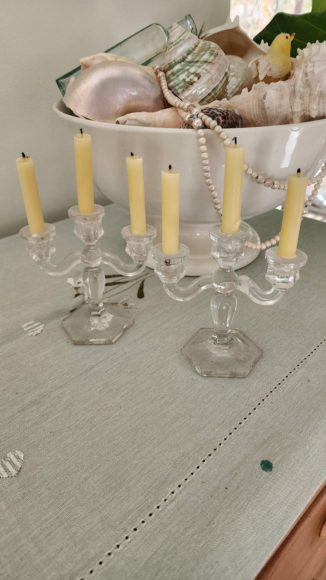 Small Glass Candelabra Vintage Pair - Etsy