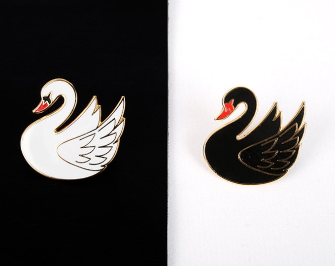 White or Black Swan Pin - Etsy