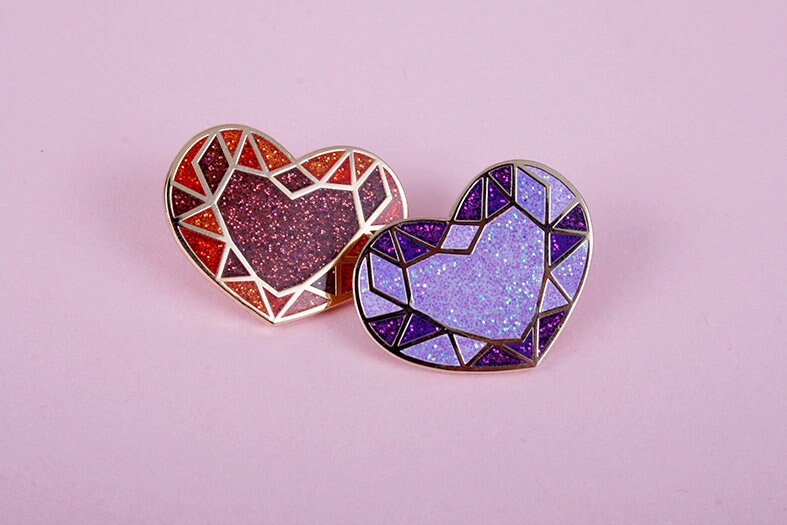 Cristal Heart Enamel Pin | Etsy