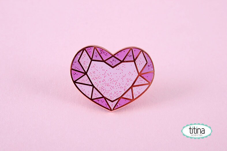 Cristal Heart Enamel Pin | Etsy