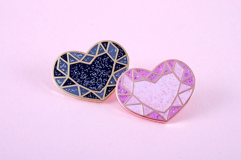 Cristal Heart Enamel Pin | Etsy