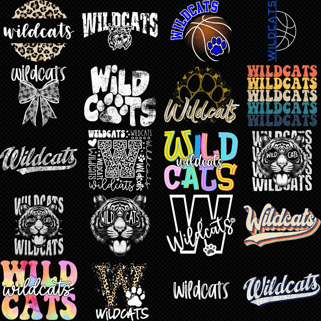 Wildcats PNG Bundle School Mascot Wildcats Shirt Design Leopard Paw ...