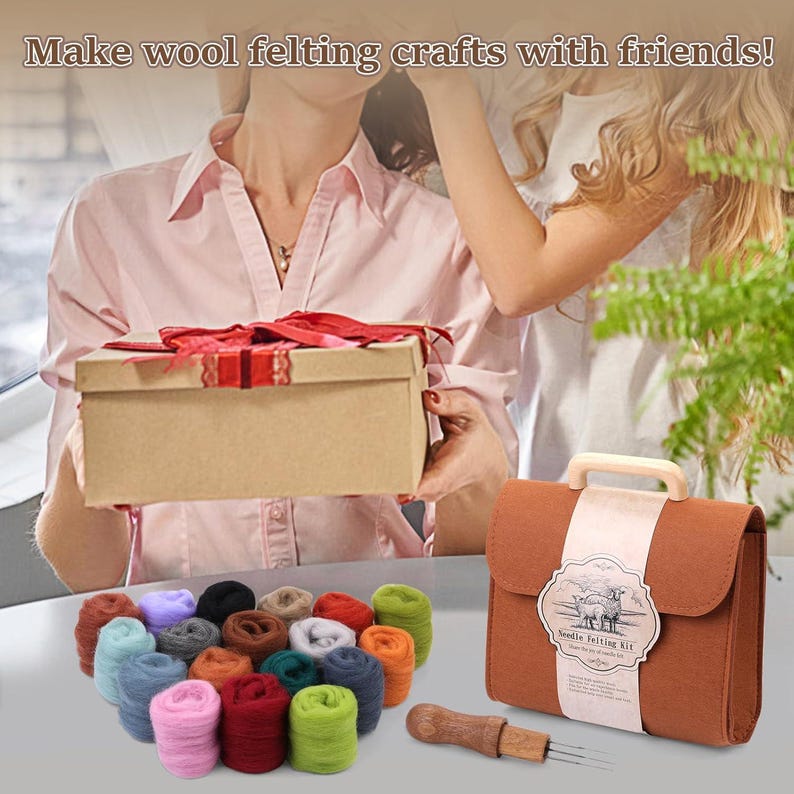 Needle Felting Kit: 24 Colors Wool Roving, DIY Tools & Felt Bag - Etsy