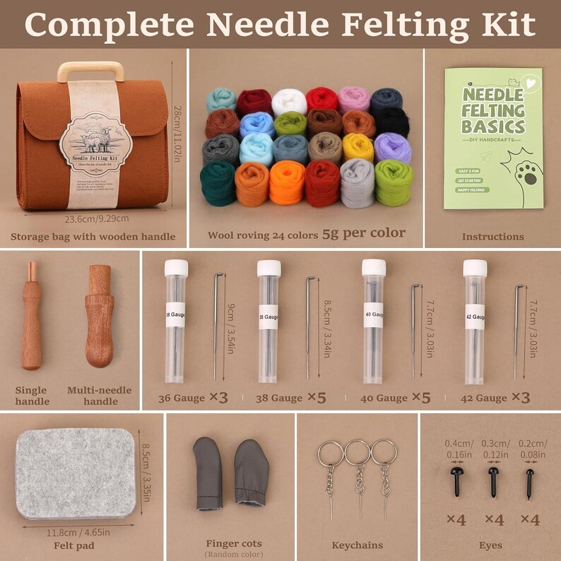Needle Felting Kit: 24 Colors Wool Roving, DIY Tools & Felt Bag - Etsy