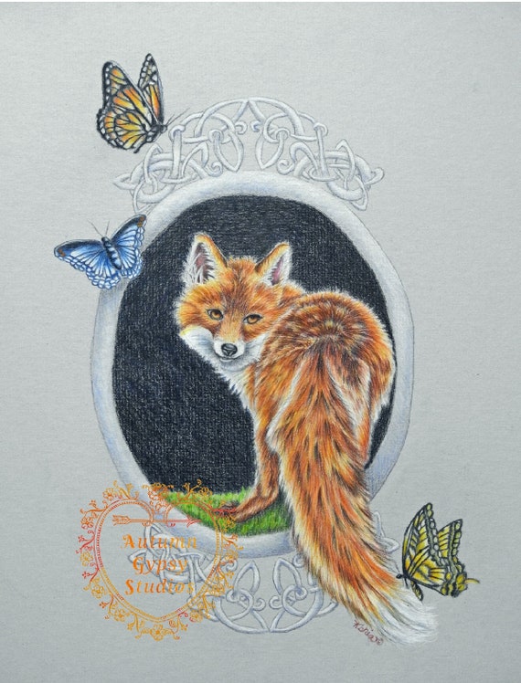 Wall Art Print Celtic Fox celtic Zodiac Series 8x10 Print - Etsy