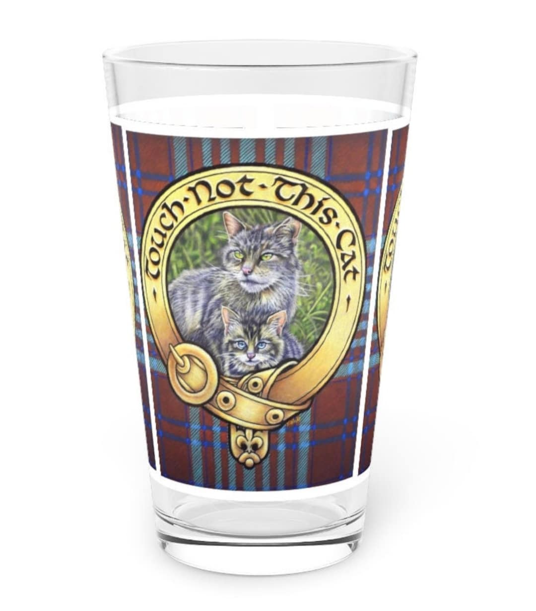 Clan Macgillivray Crest Scottish Wildcat Pint Glass, 16oz, Family Crest ...