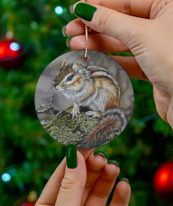 Chipmunk Art Ornaments/ Woodland Ornaments/ Chipmunk Art by | Etsy