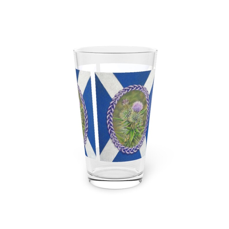 Scottish Thistle and Flag of Scotland Pint Glass, 16oz, Scottish Gifts ...