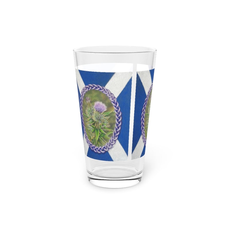 Scottish Thistle and Flag of Scotland Pint Glass, 16oz, Scottish Gifts ...