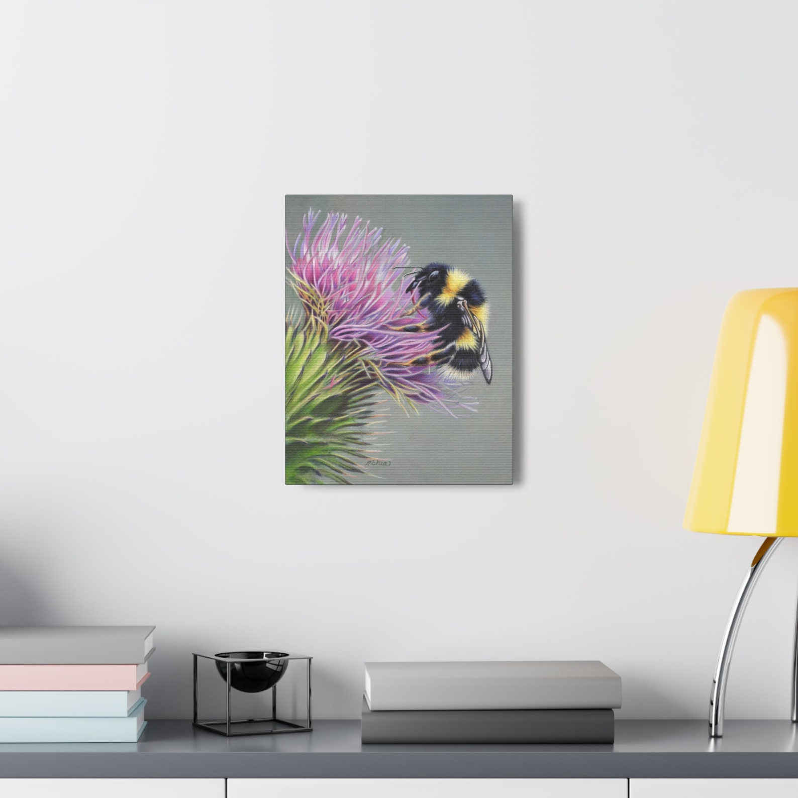 Bumblebee and Thistle Canvas Wrapped Ready to Hang Picture, Bee Keeper ...