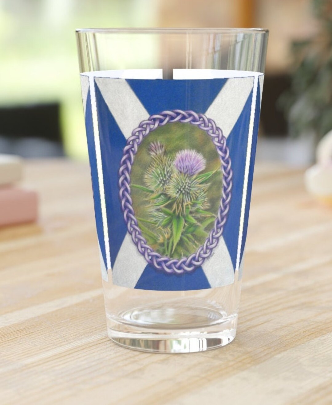 Scottish Thistle and Flag of Scotland Pint Glass, 16oz, Scottish Gifts ...