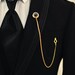 Elegant Gold and Black Chain Lapel Brooch, Gold Chain Jacket Brooch ...