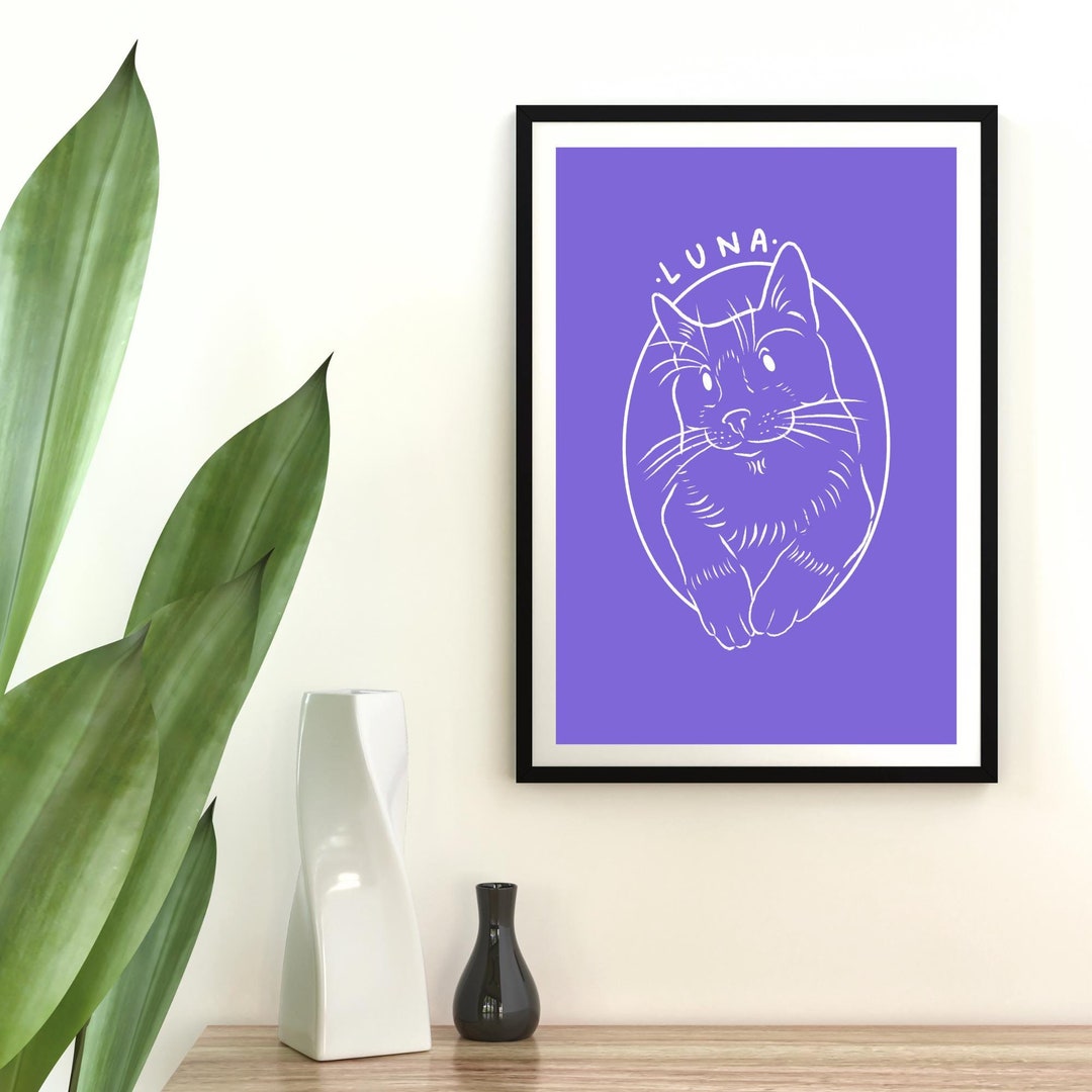 Custom Badly Drawn Cat Portrait Minimalist Custom Poorly Drawn Cat ...