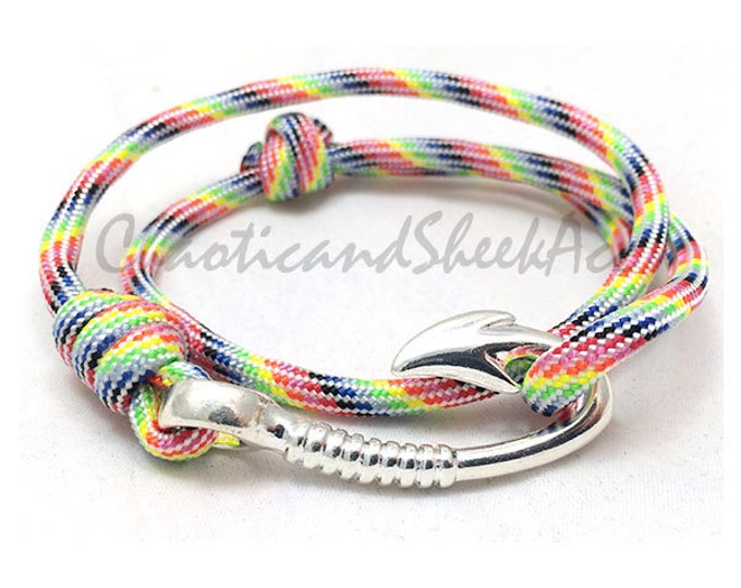 Rainbow, Rainbow Paracord, Paracord, Paracord Bracelet, Fish Hook, 550 ...