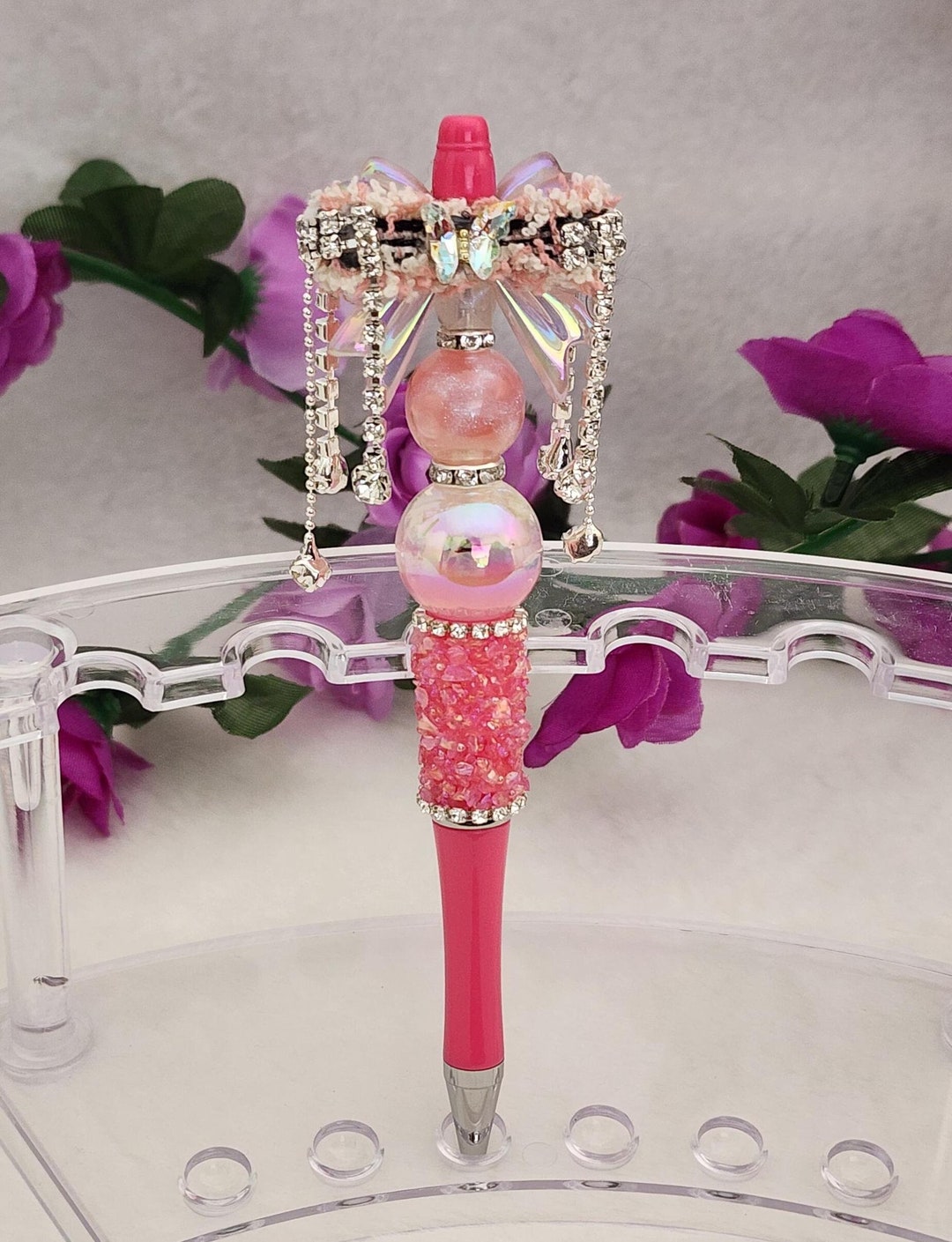 Handmade FANCY Pink Bow Pen - Etsy