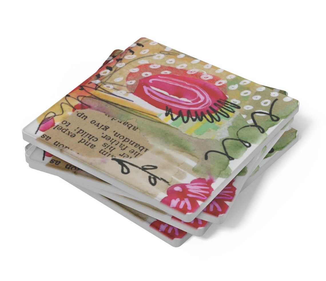 Unique Collaged Art Coasters--super Absorbent to Protect Your Table ...