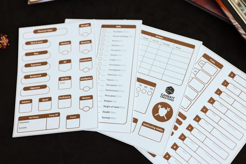 Character Sheet Stickers for Player Journals - Fighter Brown, Erasable ...