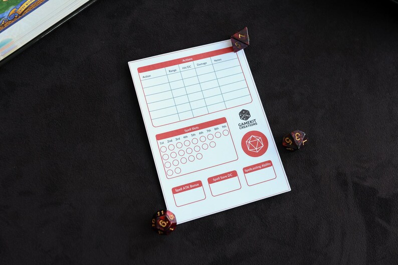 Red 5E Character Sheet Stickers for Player Journals – Erasable, Fantasy ...