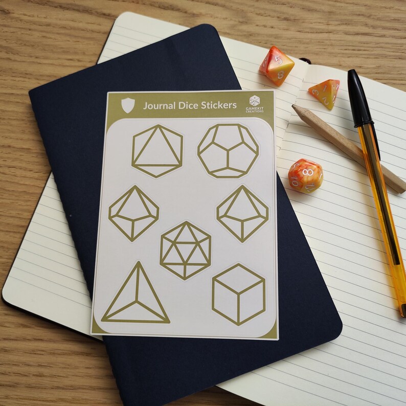 Polyhedral Dice Stickers Paladin Gold Large Glossy Durable Decals for ...