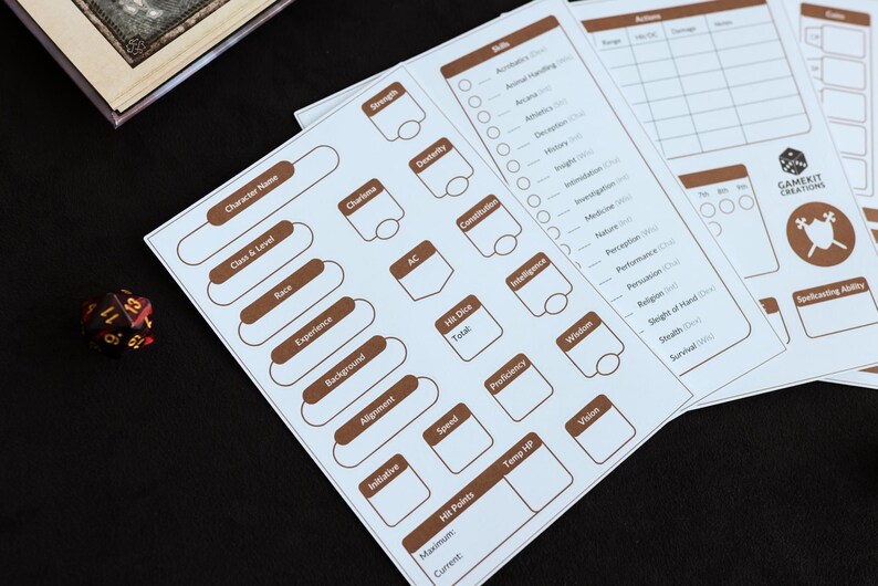 Character Sheet Stickers for Player Journals - Fighter Brown, Erasable ...
