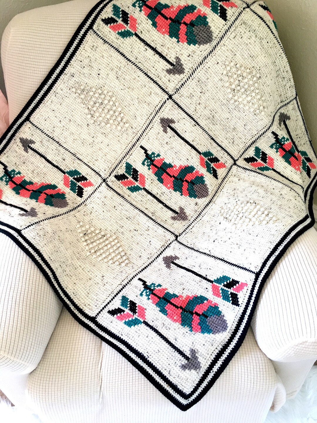 Crocheted Arrow Baby Blanket: Western Native Nursery Decor - Etsy