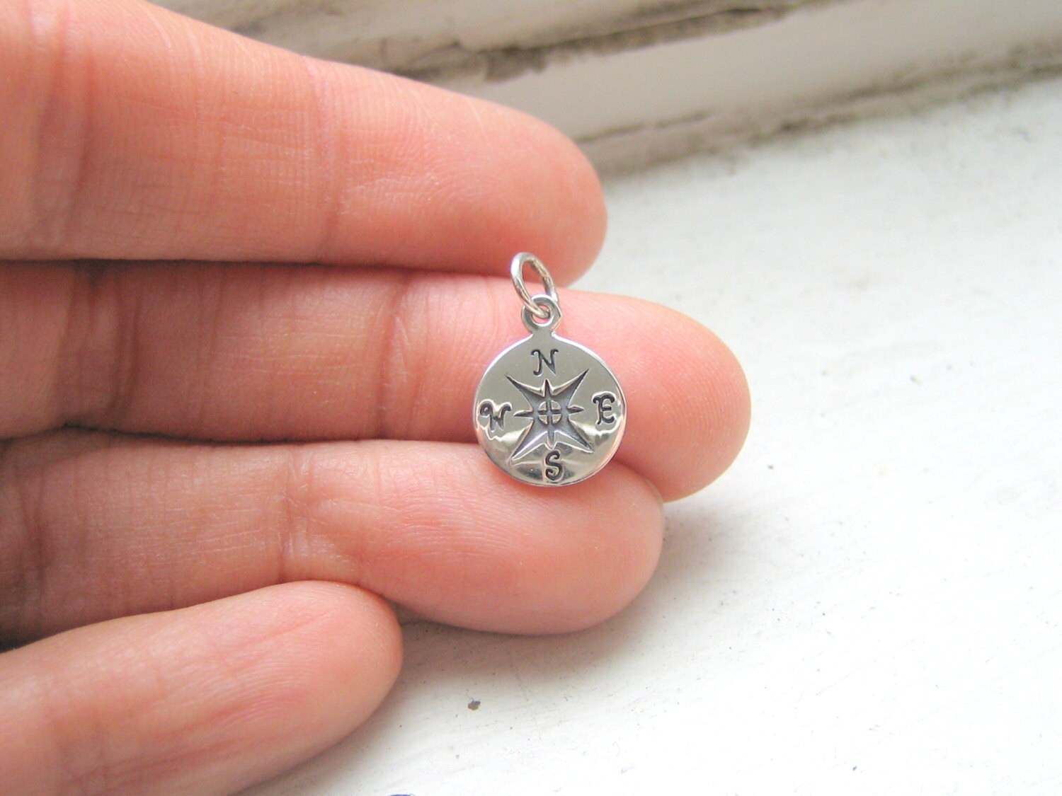 Sterling Silver Compass Charm Add on Nautical - Etsy