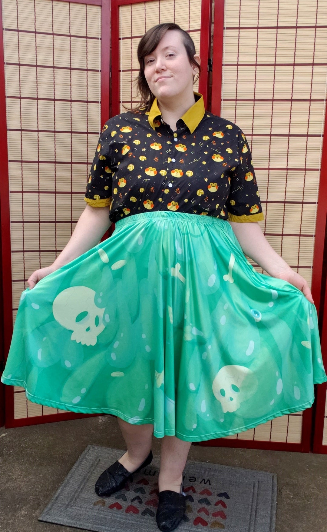 Big Scary Slime Midi Skirt With Pockets | Green Slime Dnd Monster ...