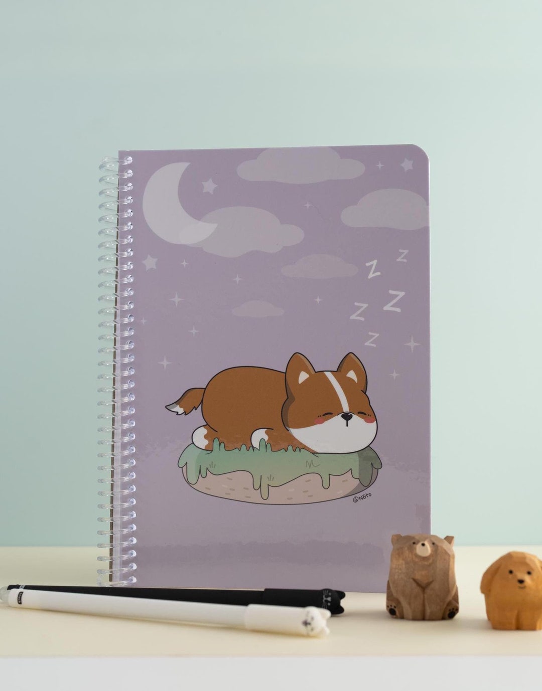 Kawaii Sleeping Shiba Dog - Spiral Notebook Journal Planner With ...