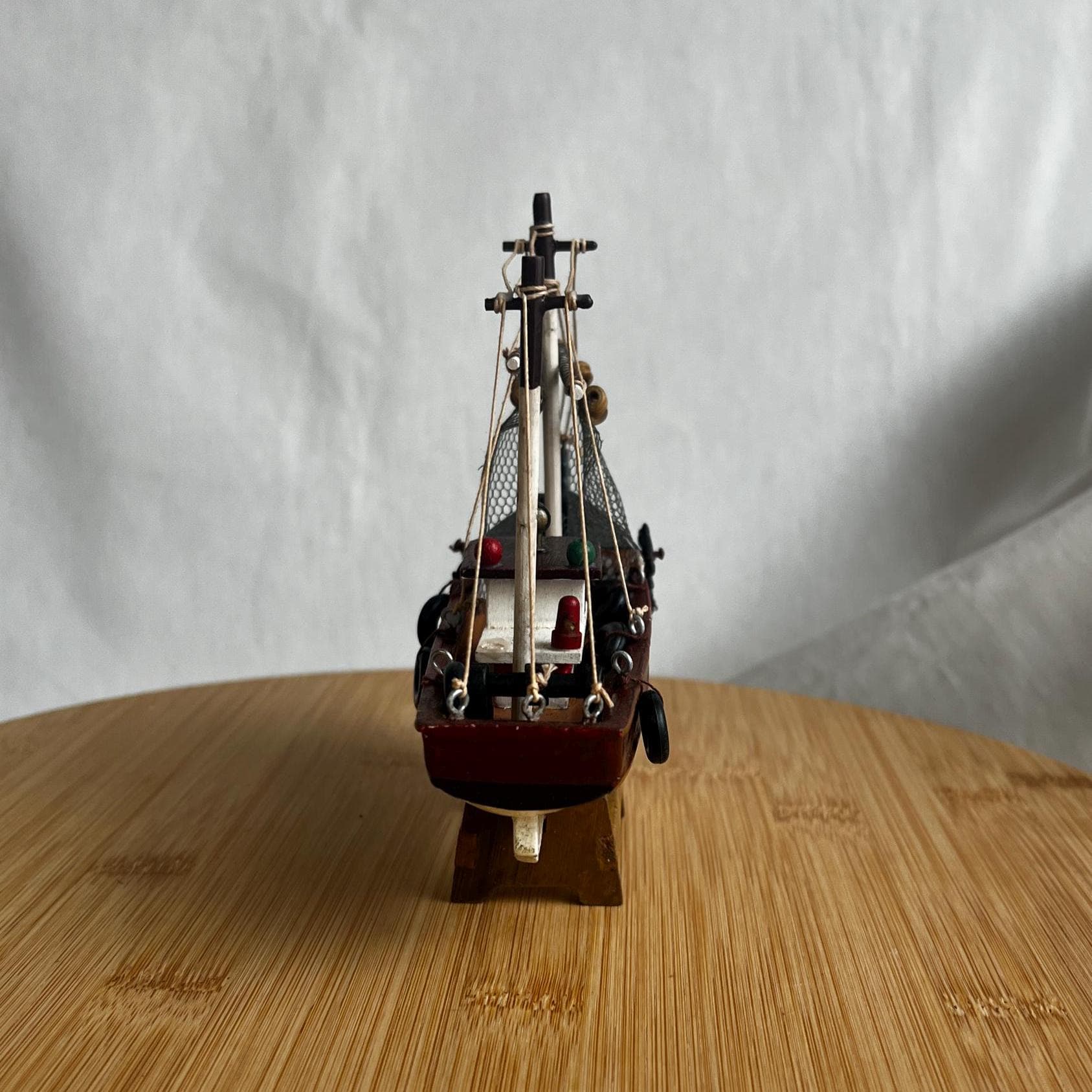 BOAT MINIATURE Model / Wooden Mini Boat With Sails / Vintage Art ...