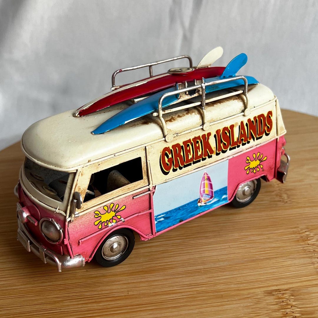 GREEK ISLANDS VAN Metal Decoration / Retro Motor Model / Vintage Metal ...