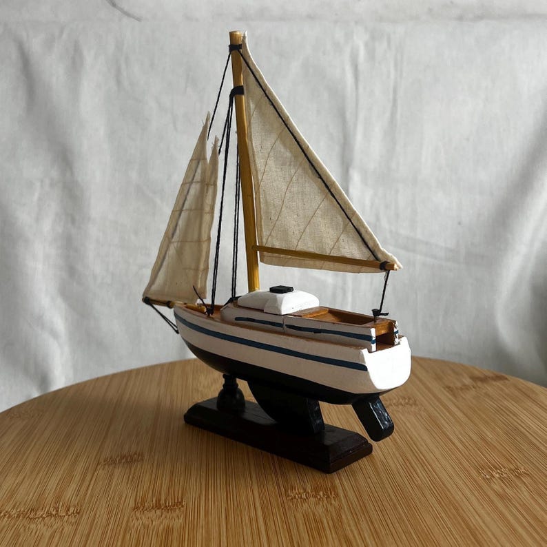 SAILBOAT Model / Wooden Boat / Vintage Art / Nautical Deco / Home ...