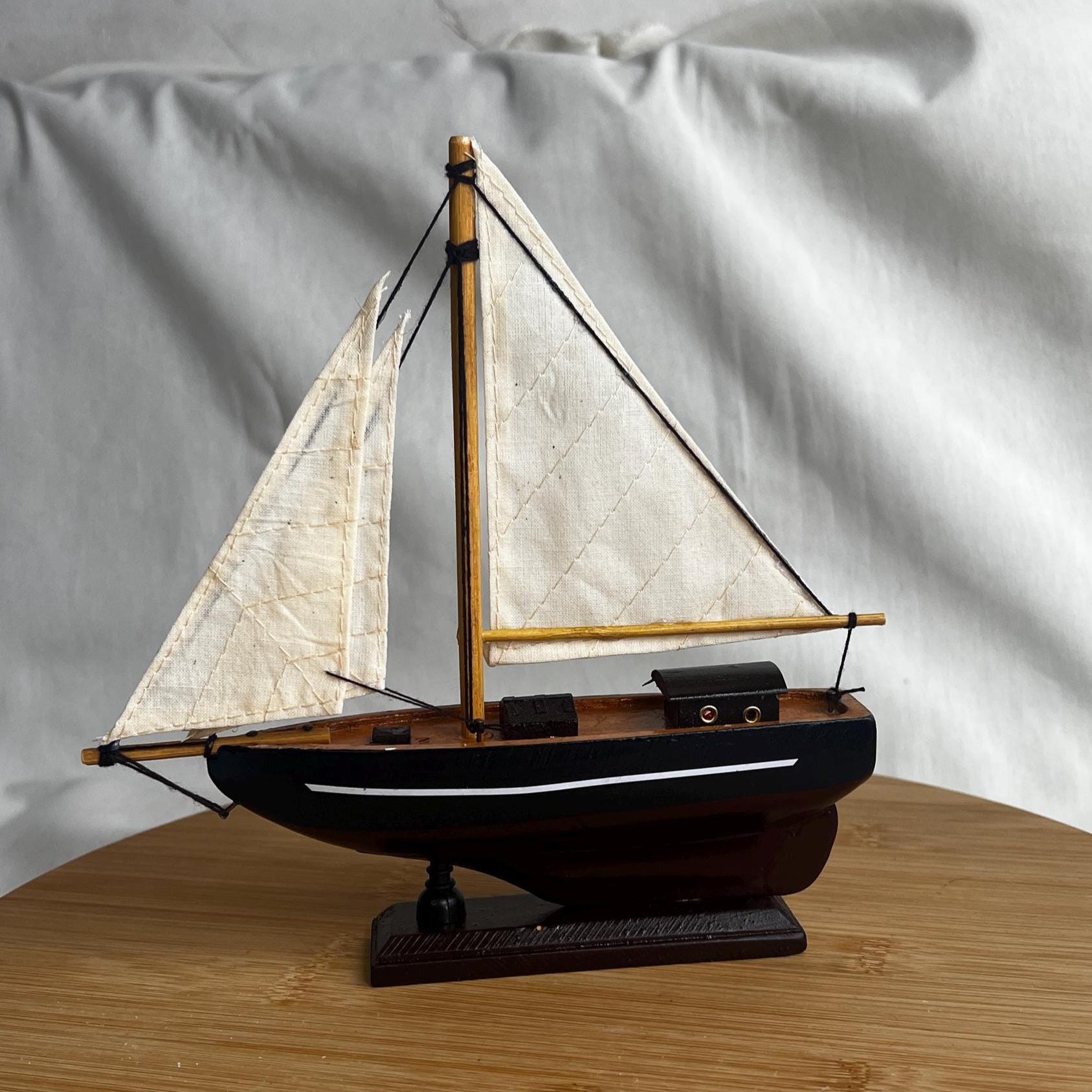 SAILBOAT Model / Wooden Boat / Vintage Art / Nautical Deco / Home ...