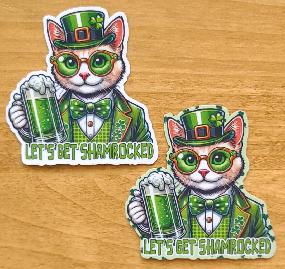 St. Patrick's Day Cat Sticker, St. Paddy's Day Sticker, Cute Cat ...