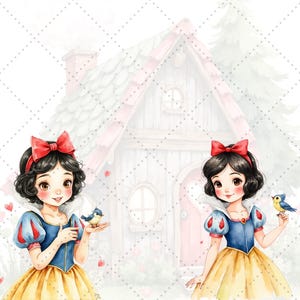 Fairytale Princess With Seven Friends Clipart – Cute Forest Girl PNG ...