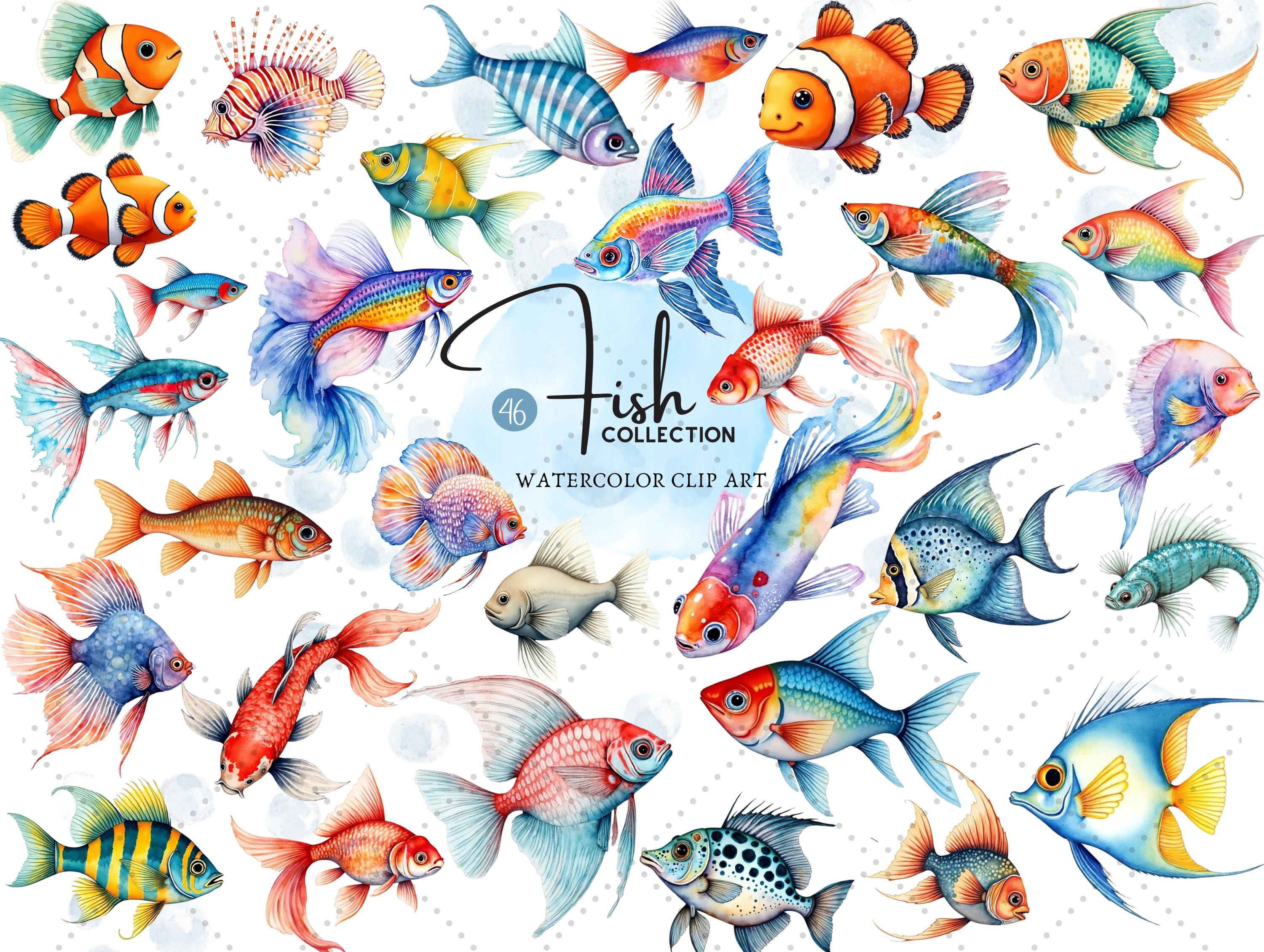 Cute Fish Clipart – Watercolor Ocean Animals, Sea Life PNG, Under the ...