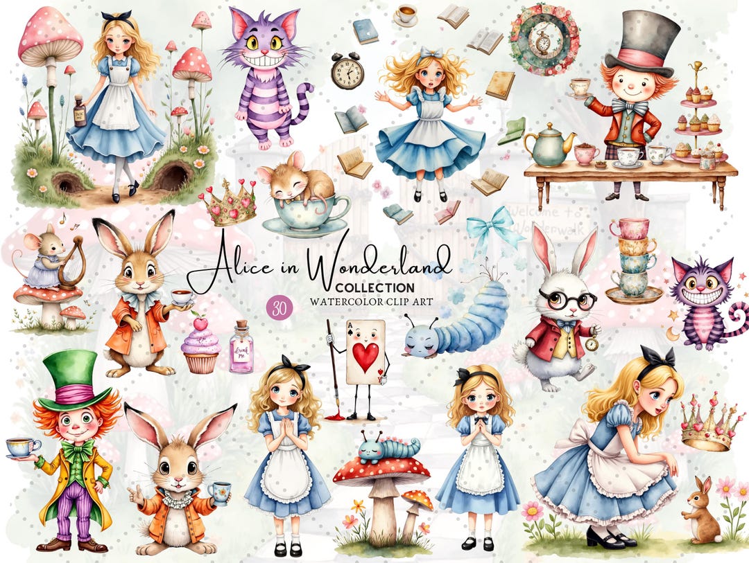 Wonderland Tea Party Clipart Bundle Whimsical Fantasy PNG Set With ...