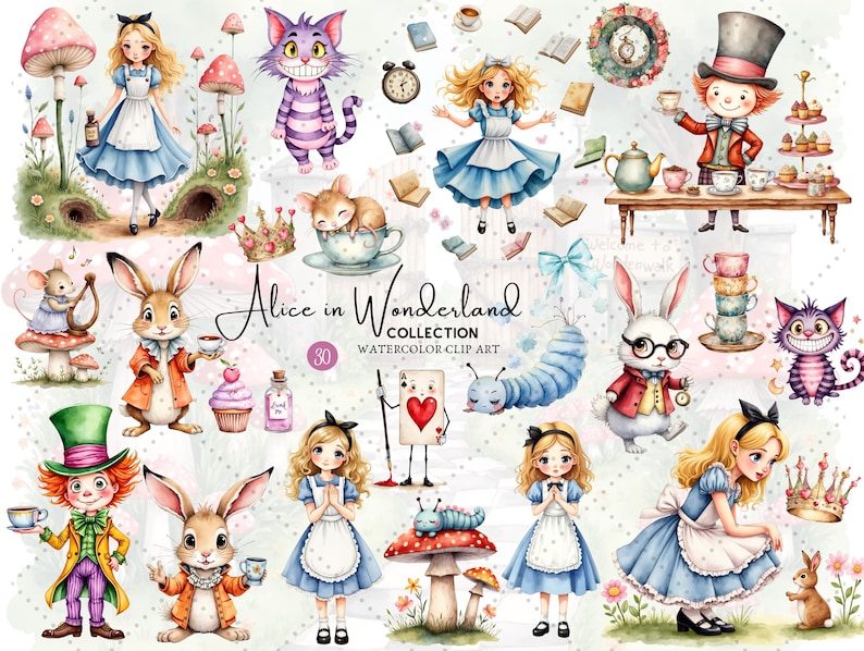 Wonderland Tea Party Clipart Bundle Whimsical Fantasy PNG Set With ...