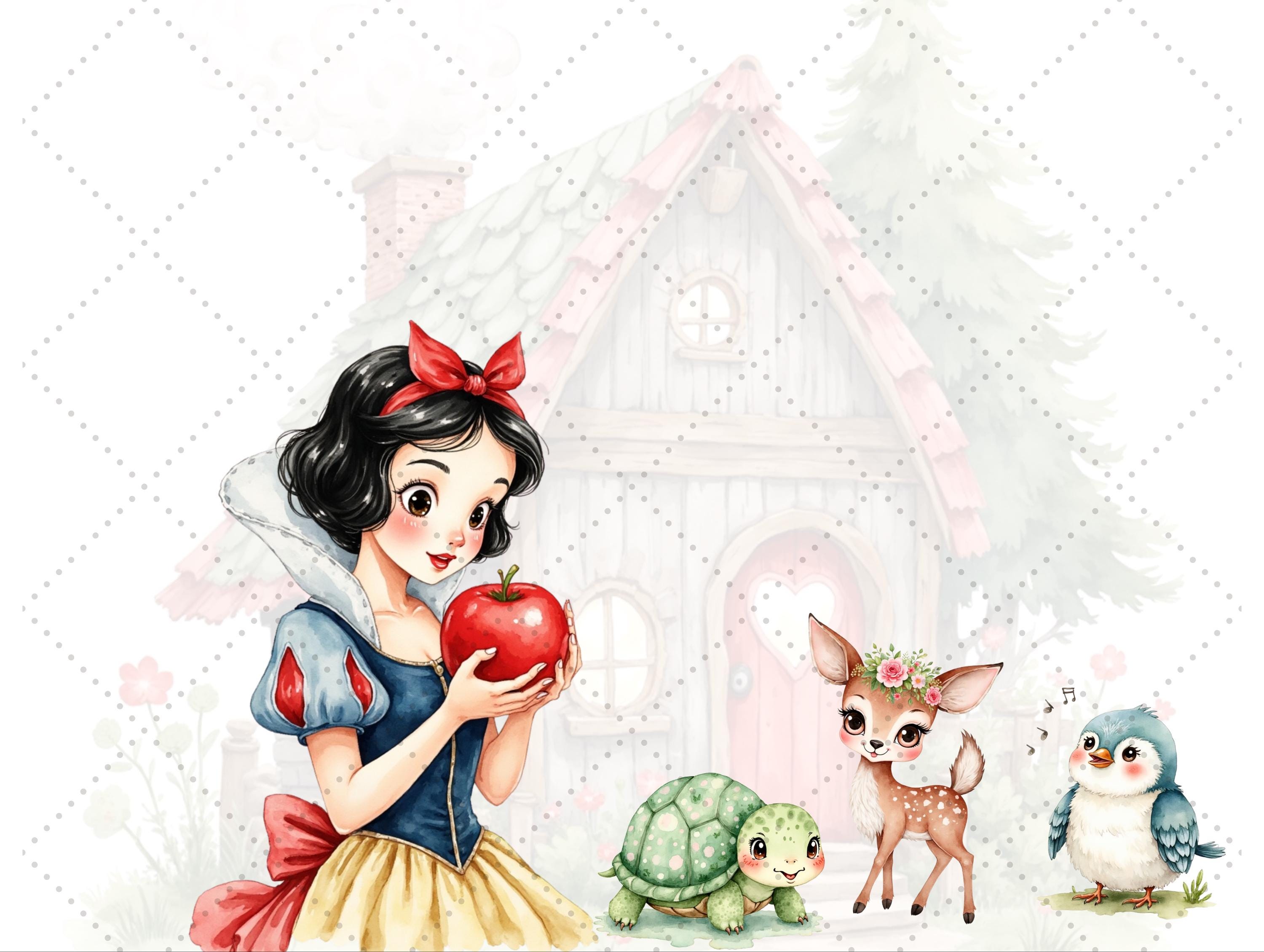 Fairytale Princess With Seven Friends Clipart – Cute Forest Girl PNG ...